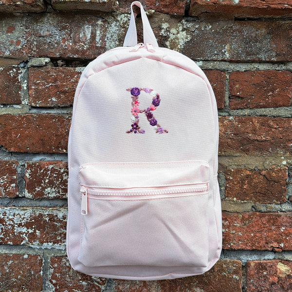 Personalised Mini Backpack with Floral Initial | Made For You