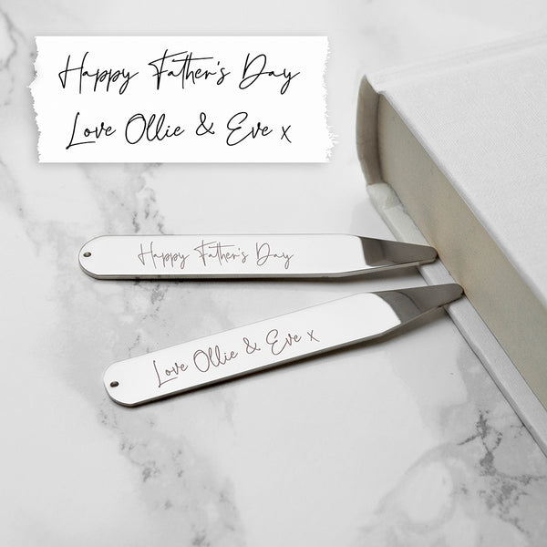 Engraved Handwriting Collar Stiffeners | Made For You